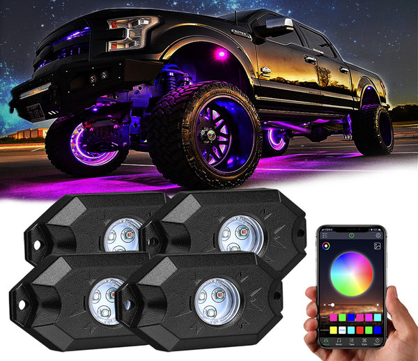 RGB LED Rock Light Kit for Truck, Jeep, UTV, ATV, and Off-Road, Blueto – YCHOW-TECH