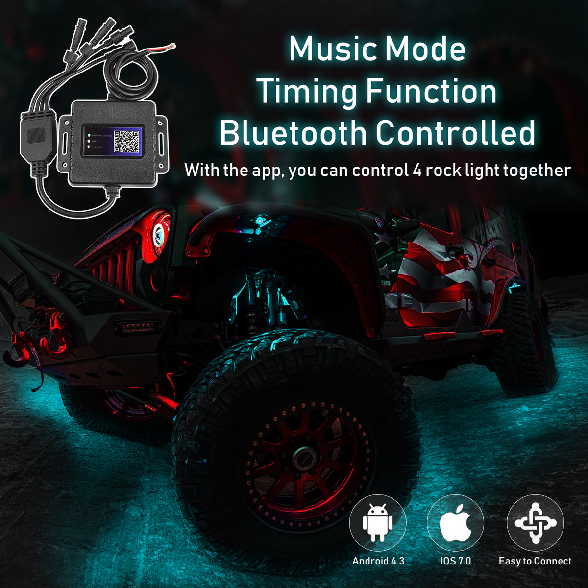 RGB LED NEON ROCK LIGHT SETS| BLUETOOTH CONTROL| 4/ 6/ 8/ 12-Pods ...